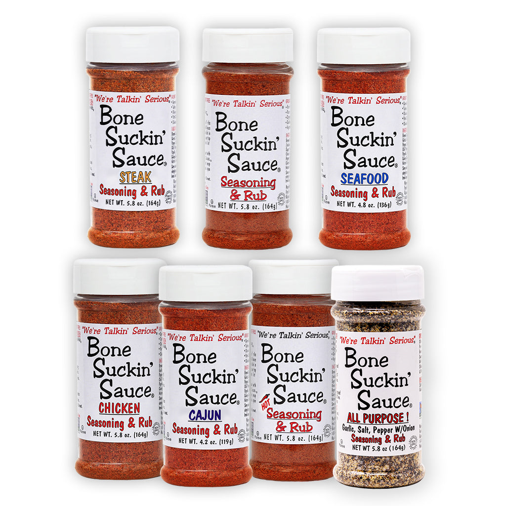 Bone Suckin'® Seasoning & Rub Variety Pack comes with 7 Great flavors ...